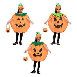Spooktacular Big Cute Pumpkin Costume Set/3 w/3 Baskets & 3 Hats Child ...