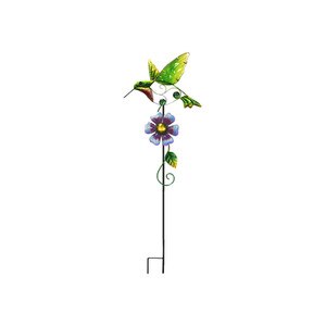 Hummingbird Garden Stake Metal & Glass 7.5.x28"H