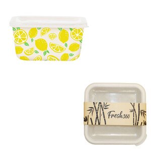 Fresh 360 Square Bamboo Food Container w/Lid Yellow Lemons Large 22oz