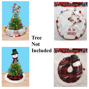 Holiday Village Mini Tabletop Tree Skirt 12"D & Topper 6.5"H Fabric ...
