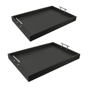 Rectangle Set/2 MDF/Wood Veneer Black Tray w/Silver Metal 13x19x2H ...