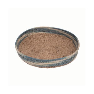 Transpac Rope Shibori Tray Natural & Blue 11.75"Dx1"H