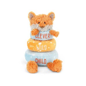 Demdaco Clever Wild Child Stackable Plush Toy Fox Orange/Blue 5.5"Dx9"H