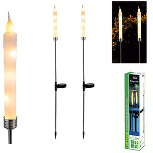 Alpine Solaris Solar White Candle Garden Stake SET/2 1"x1"x40"H (NO ...