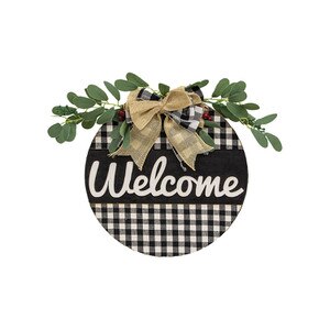 Bright Ideas Buffalo Check Plaid Black/White Welcome Sign MDF, Fabric ...