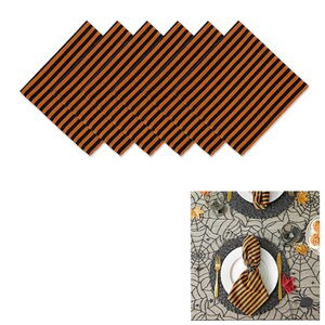 DII Black & Orange Halloween Witchy Stripe Napkins, SET/6, 100% Cotton ...
