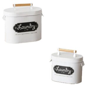 Audrey Laundry Nesting Tins SET/2 White 9.5"x6"x10"H, 11.75"x7"x12"H