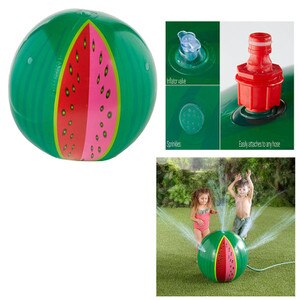 Inflatable Beach Ball Sprinkler Watermelon Color PVC, 25" Diameter