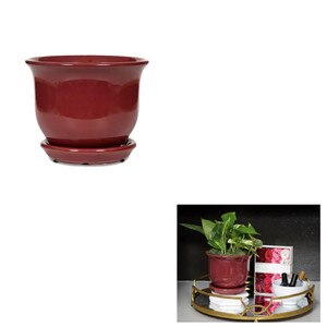 Paddock 8"Dx7"H Ceramic Cordovan Aurora Bell Planter Pot, Attached ...