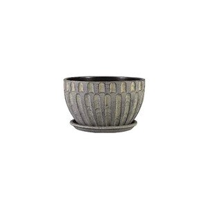 Paddock Ceramic Planter Cockleshell Bowl, Charcoal ,11"Dx8"H, 54cs/Pallet