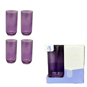 SET/4 Mellow & Mod Purple Twist Highball Glass, 18 oz, 3.3"Dx6.5"H