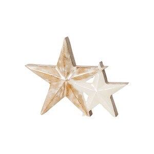 Sullivan Tabletop Wood Stars White 7"x1.5"x9.25"H