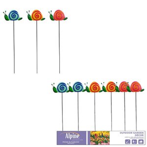 Alpine Flat Metal Snail Stake Garden Stake 3 Asst 6"x0.50x24"H NO ...