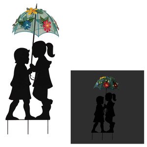 Alpine Solar LED Boy w/Girl Silhouettes w/Umbrella, 15"x39"H NO AMAZON ...