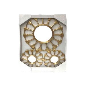 SET/3 Wall Mirrors, Shell, Gold Finish, Plastic, 1 Each 13", 2 Each 8"D