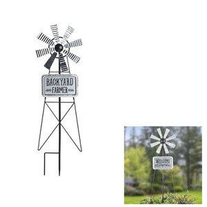 Backyard Farmer Wind Spinner Stake, Metal, 10.5"x34"H