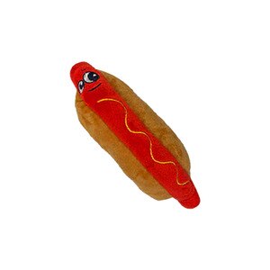 Hydrodogz Foodies Hot Dog Chew Dog Toy With Squeaker, 3.5"x8"H